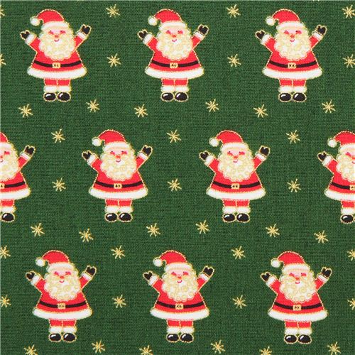 dark green Santa Claus Mini glitter fabric Andover from the USA Fabric ...