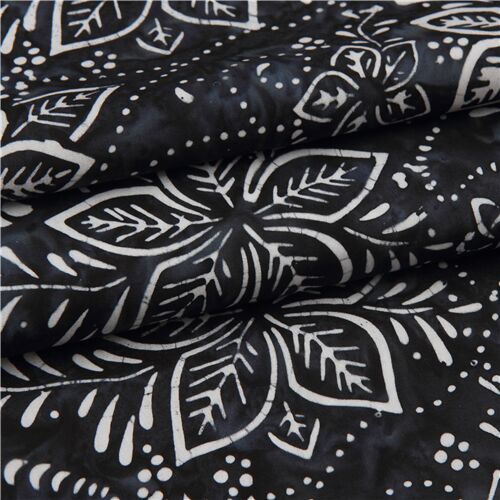 dark grey batik flower fabric by Timeless Treasures - modeS4u
