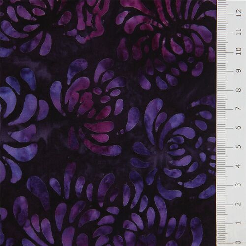 dark purple Robert Kaufman batik fabric with chrysanthemum flowers ...