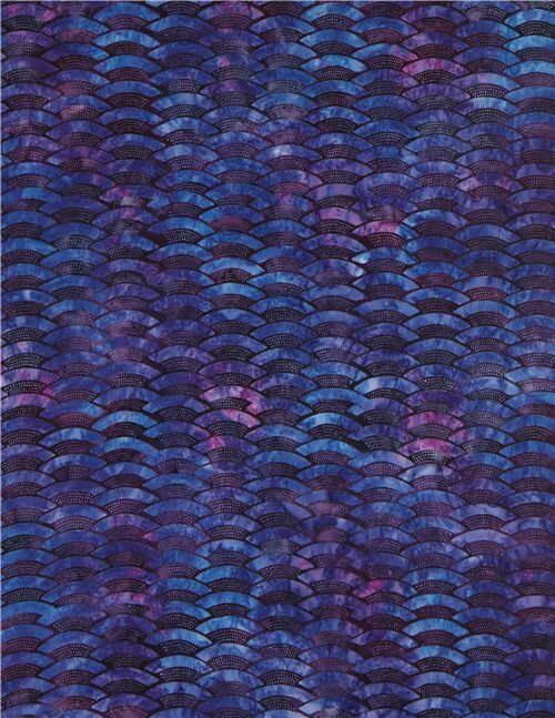dark purple and blue batik fabric with scallop pattern by Robert ...