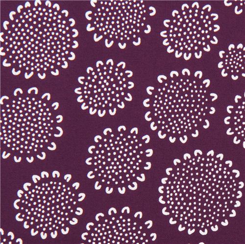 dark purple blossom circle sketch fabric Hibiscus Robert Kaufman USA ...
