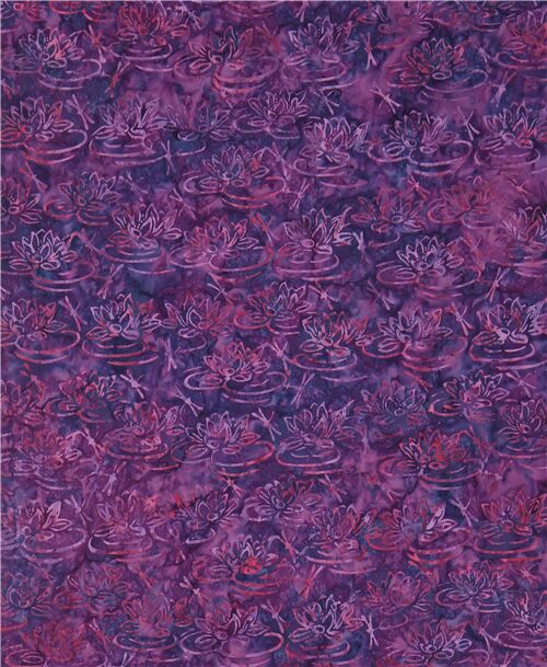 dark purple lotus flower batik fabric by Robert Kaufman - modeS4u