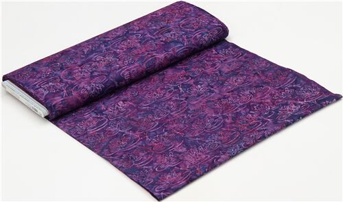dark purple lotus flower batik fabric by Robert Kaufman - modeS4u
