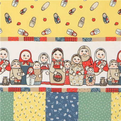 Remnant (36 x 110 cm) - double border Matryoshka fabric by Quilt Gate ...