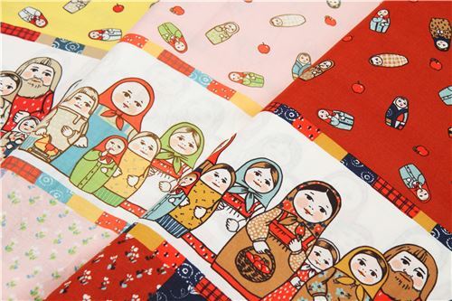 Remnant (36 x 110 cm) - double border Matryoshka fabric by Quilt Gate ...