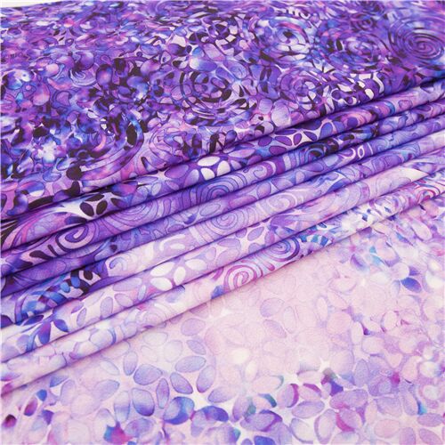extra wide fabric Quilting Treasures batik style vibrant purple ombre ...