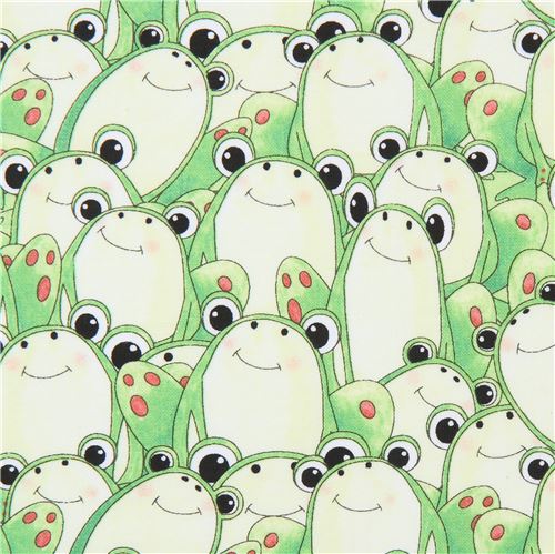 fabric cute green frog animal Quilting Treasures Fabric by Japanese ...