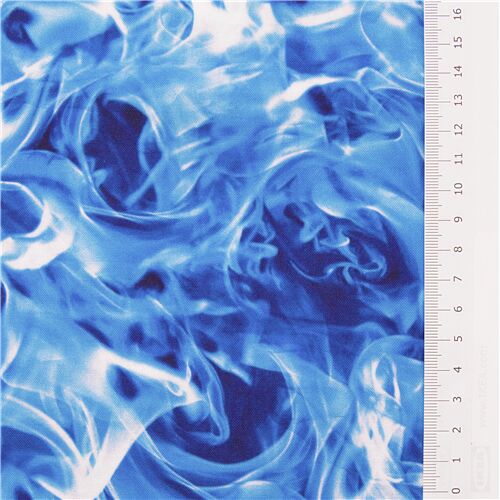 flaming fire fabric in shades of blue background by Quilting Treasures ...