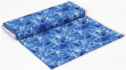 flaming fire fabric in shades of blue background by Quilting Treasures ...