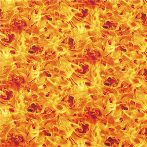 flaming heat fire fabric in shades of orange background by Quilting ...