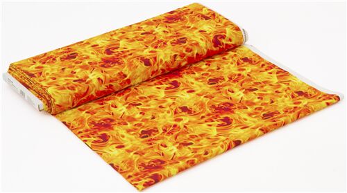flaming heat fire fabric in shades of orange background by Quilting ...