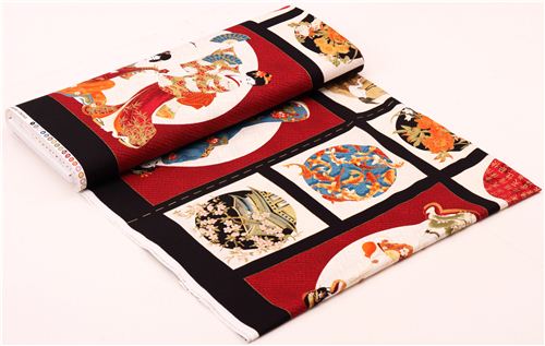 flower geisha gold panel fabric Timeless Treasures Kabuki Fabric by ...