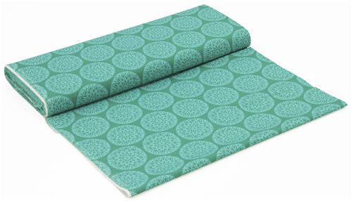 Tissu en coton vert fleurs, mandalas, cercles et médaillons tendance ...