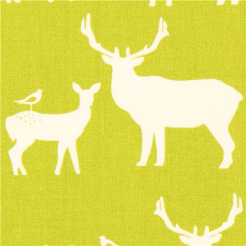 green deer stag animal organic fabric by birch from the USA Fabric by ...