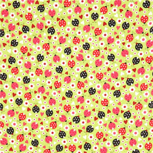 green dotted ladybird animal fabric by Robert Kaufman USA Fabric by ...