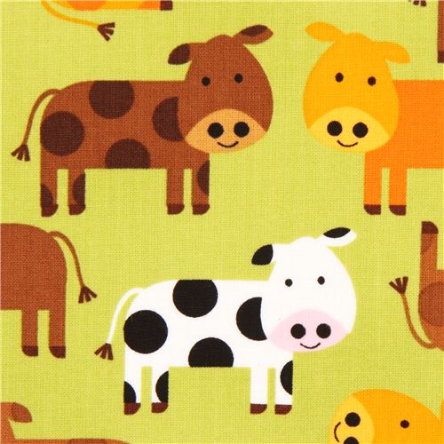 green fabric with dotted cows by Robert Kaufman USA Fabric by Robert ...