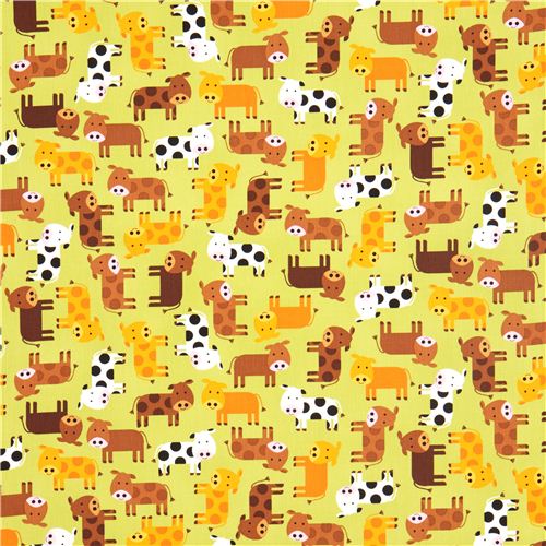 green fabric with dotted cows by Robert Kaufman USA Fabric by Robert ...