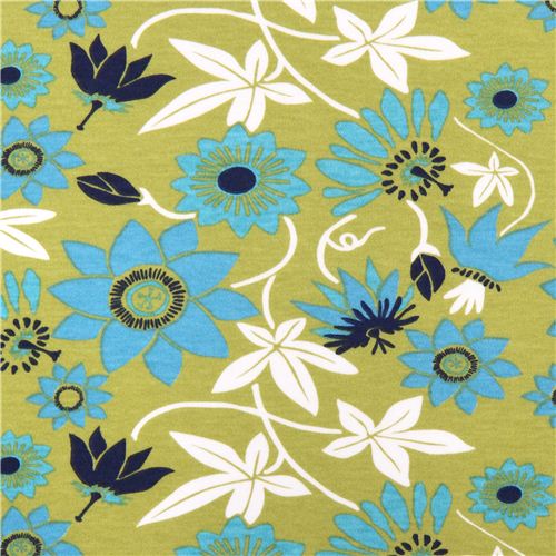 green monaluna flower organic stretch knit fabric Passionflower Knit ...
