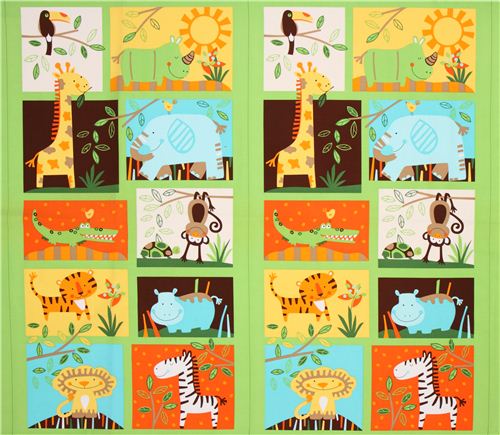 green panel jungle animal fabric Timeless Treasures USA Fabric by ...