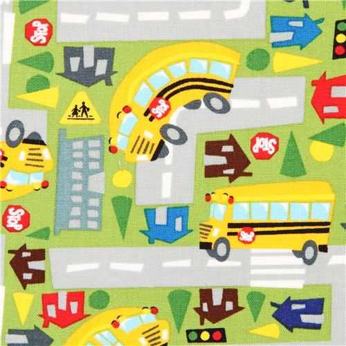 green school bus fabric by Timeless Treasures USA Fabric by Timeless ...