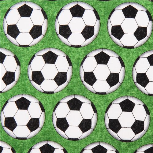 Tissu Stonehenge Kids Soccer vert avec des ballons de foot Fabric by ...
