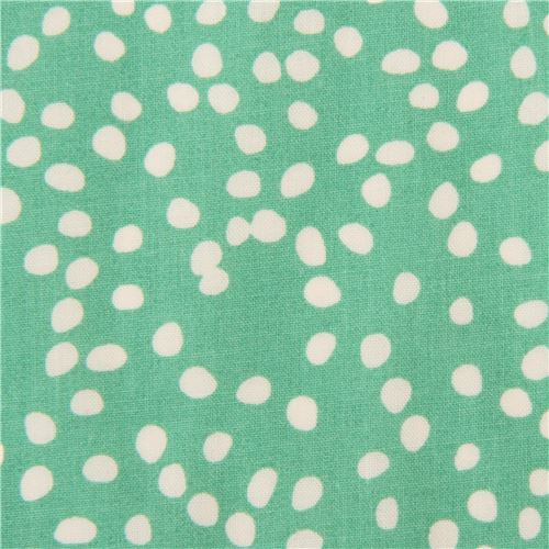 green with light cream mini dot organic fabric by birch from the USA ...