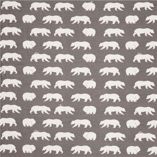 grey 'Bear Hike' bears birch knit organic fabric from the USA Fabric by ...