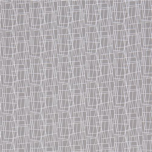 grey Michael Miller fabric white line assorted shape Atomic Web - modeS4u