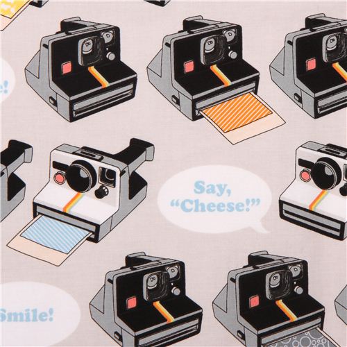 grey Riley Blake retro polaroid camera fabric Geekly Chic Fabric by ...