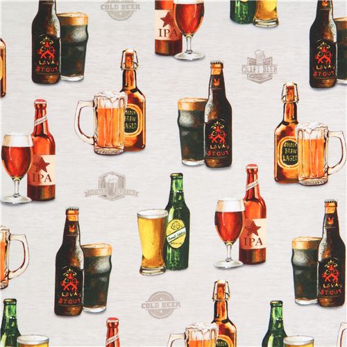 grey Robert Kaufman beer bottle glass fabric Cheers Fabric by Robert ...