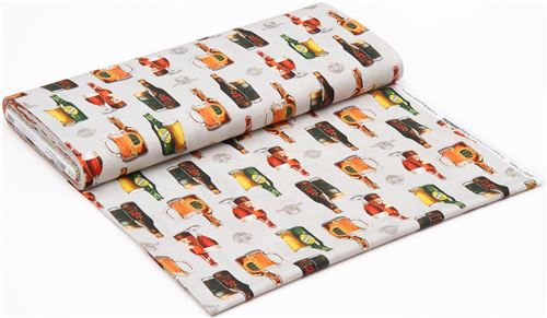 Tela gris con botella vaso jarra de cerveza de Robert Kaufman Cheers ...