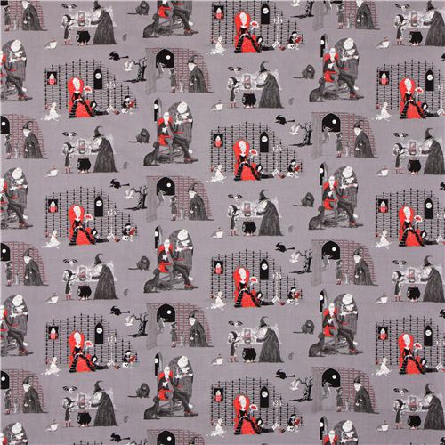 grey The Odditys castle vampire fabric by Elizabeth's Studio USA Fabric ...