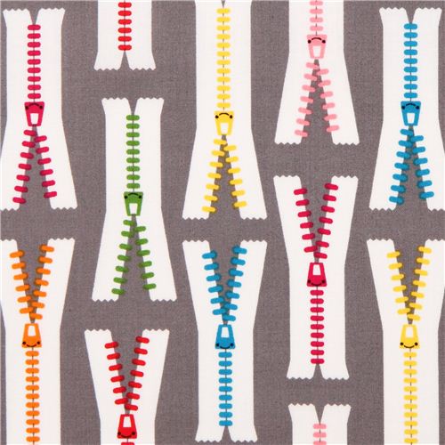 grey Zippy zipper sewing Cloud 9 organic fabric Sew Yummy Fabric by ...