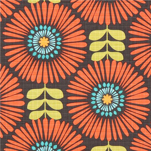 grey flower pattern fabric Clementine by Michael Miller Fabric by ...