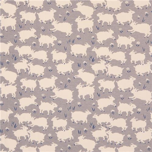 grey light cream lamb sheep birch knit organic fabric USA Fabric by ...