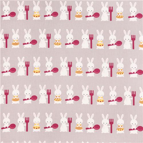grey rabbit Canvas fabric from Japan Fabric by Japanese Indie - modes4u