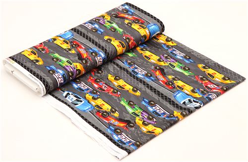 grey racing track cars fabric by Timeless Treasures USA Fabric by ...