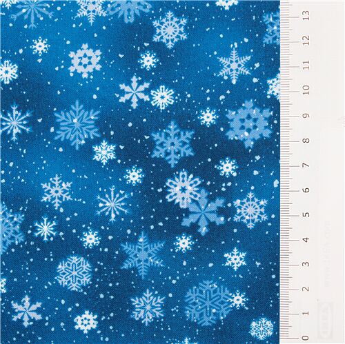 icy winter seasonal holiday royal blue Christmas fabric with snowflakes ...
