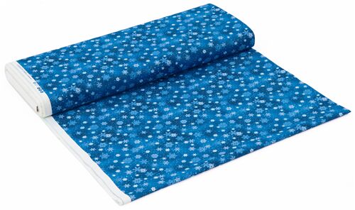icy winter seasonal holiday royal blue Christmas fabric with snowflakes ...
