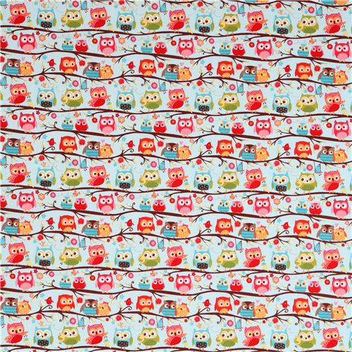 light blue Flappers Owl owl twig fabric Riley Blake Happy Flappers ...