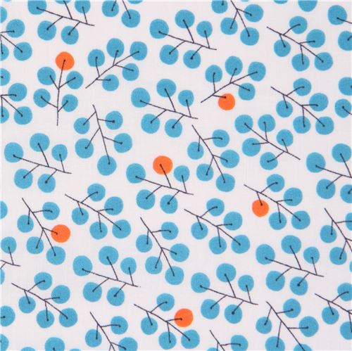 light blue 'Sweet Autumn Day' berry Cloud 9 organic cotton fabric ...