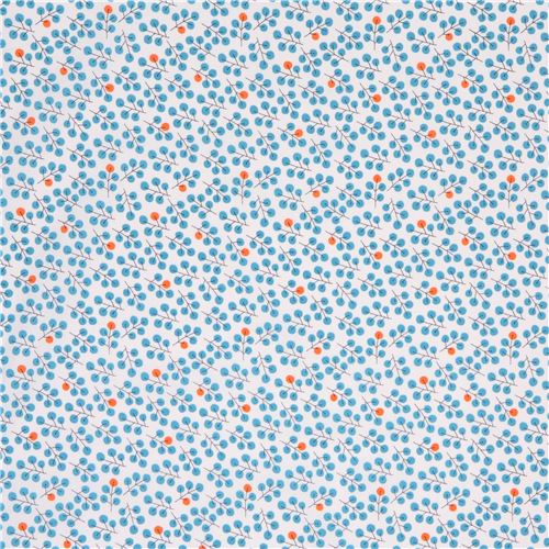 light blue 'Sweet Autumn Day' berry Cloud 9 organic cotton fabric ...