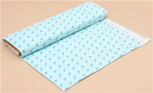 light blue cute bird knit fabric Riley Blake Idle Wild Fabric by Riley ...