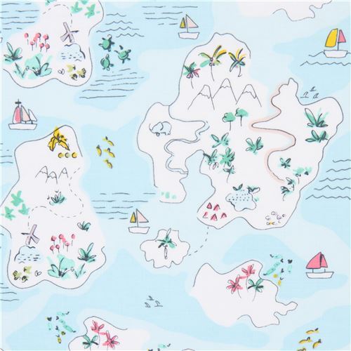light blue fabric with island sea by Dear Stella USA Fabric by Timeless ...