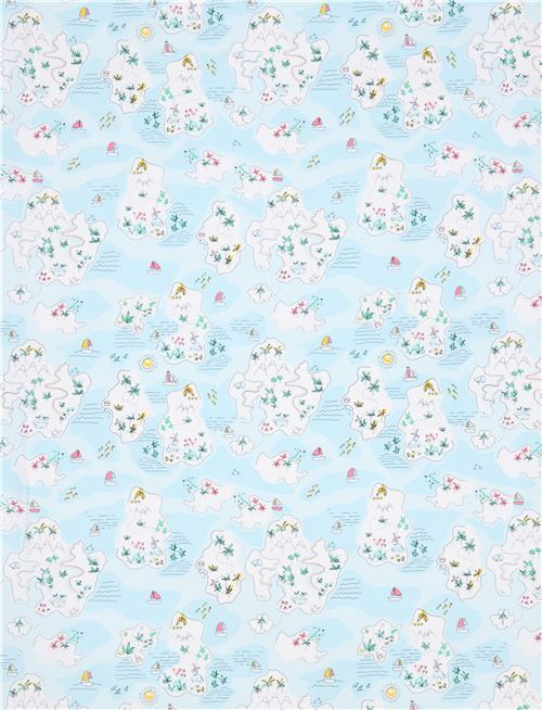light blue fabric with island sea by Dear Stella USA by Timeless ...