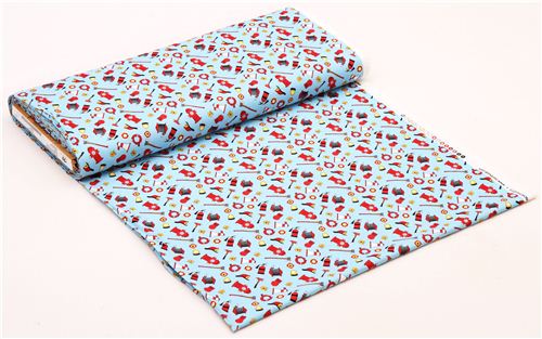 light blue fire fighters fabric for boys Dalmatian Rescue Fabric by ...