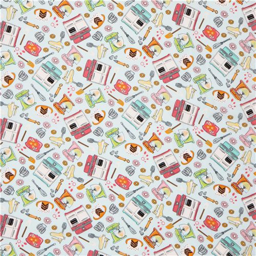 light blue kitchen cake baking fabric by Timeless Treasures Fabric by ...