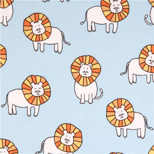 light blue lion Michael Miller animal flannel fabric from the USA ...