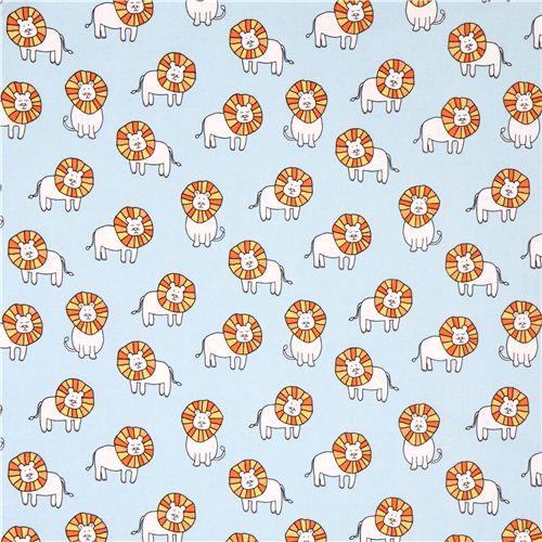 light blue lion Michael Miller animal flannel fabric from the USA ...