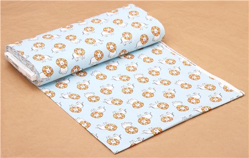light blue lion Michael Miller animal flannel fabric from the USA ...